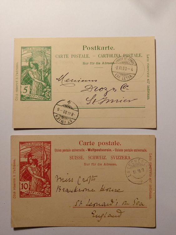 2x entiers postaux UPU 1900 (Gebraucht) in Granges VS für CHF 1 – mit Lieferung auf Ricardo kaufen