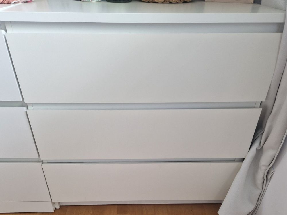 Gepflegte weisse Malm MALM Kommode von Ikea mit 3 Schubladen | Kaufen auf Ricardo