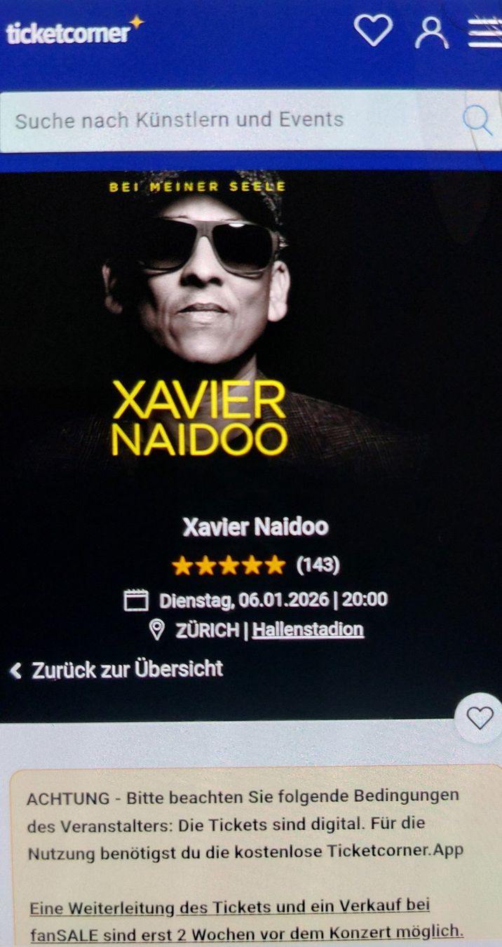 Xavier Naidoo 2x Innenraum Stehplatz (Neu (gemäss Beschreibung)) in ...