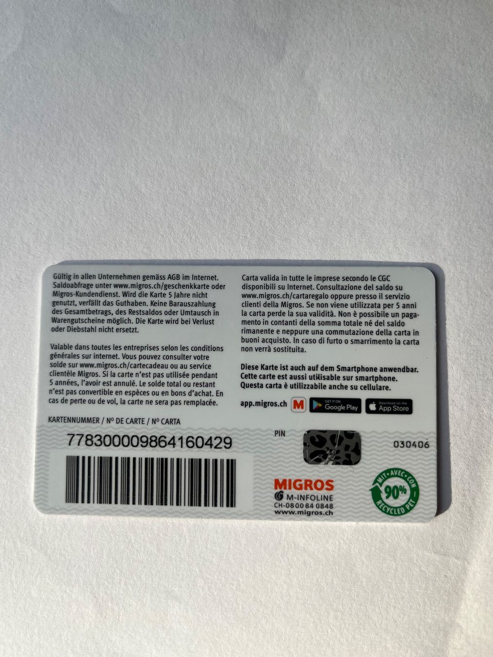 Carte Cadeau Migros vide - Collection (Gebraucht) in Lausanne für CHF 3 ...