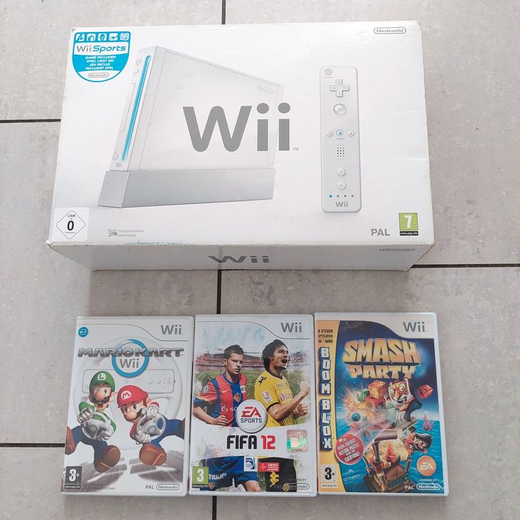 NINTENDO WII KONSOLE (PAL)+ 3 SPIELE (inkl. Mario Kart) | Kaufen auf Ricardo