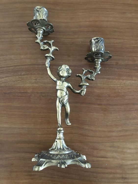 Zwei flammiger Engel (Messing) Kerzenhalter Putte Jüngling (Gebraucht) in Zürich für CHF 25 ...
