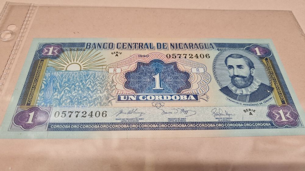 Nicaragua 1 Cordoba 1990, Banknote NEU (Neu und originalverpackt) in Herisau für CHF 5.9 – mit ...