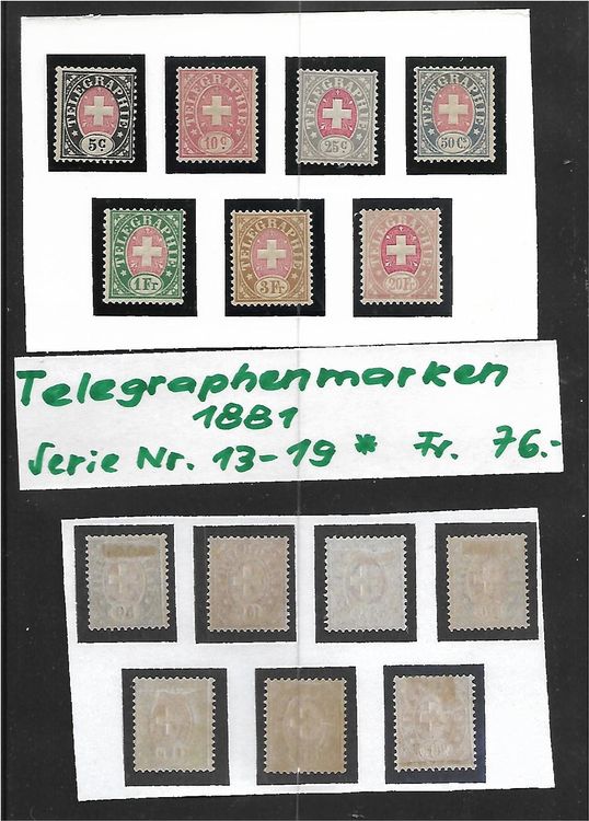 Telegraphenmarken-Serie 1881 Nr. 13-19* | Kaufen auf Ricardo