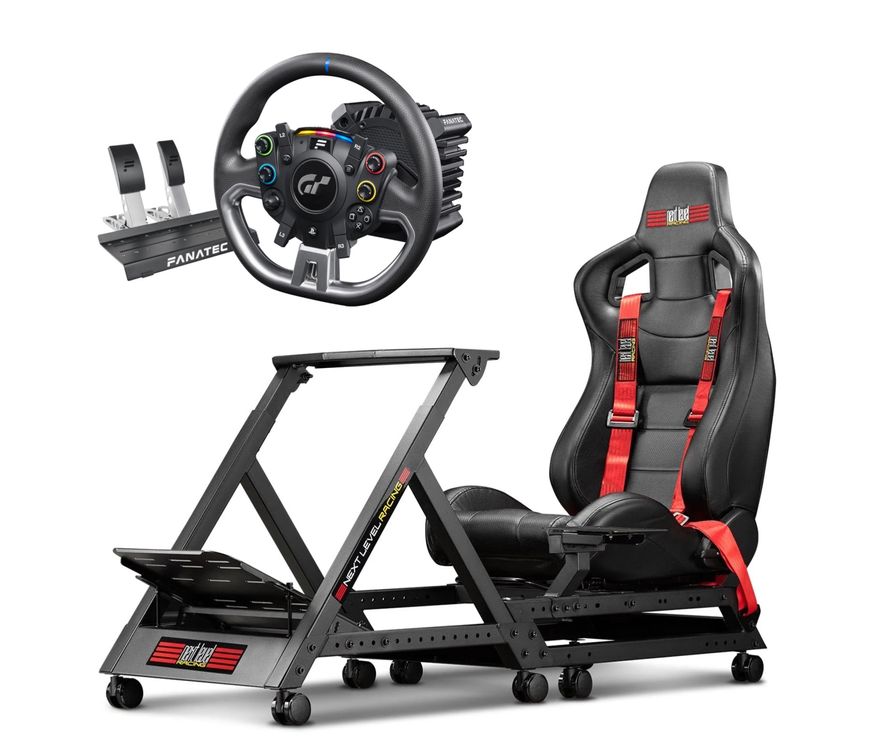 Sim Racing Rig mit Fanatec DD Pro-Lenkrad und Pedale (Neu (gemäss ...