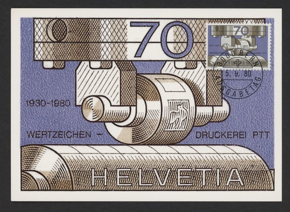 Schweizer Briefmarke 70Rp. Formzylinder 1980 | Kaufen auf Ricardo