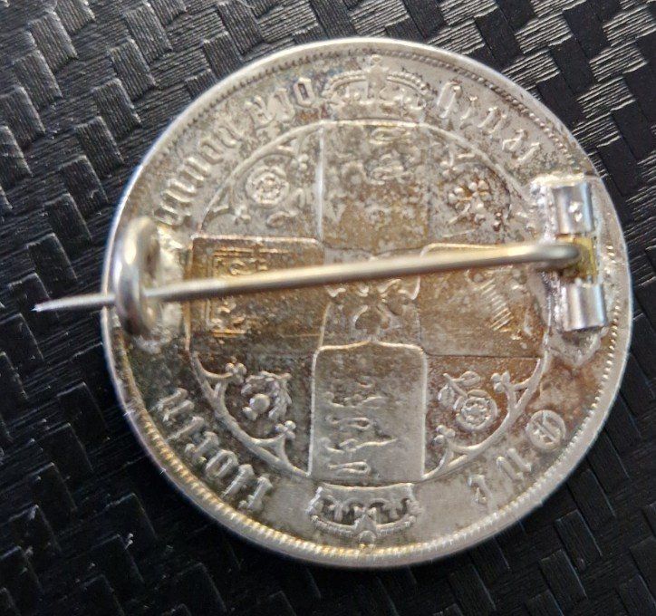 Antike Silberbrosche – Queen Victoria Florin (ca. 1887–1893) (Gebraucht ...