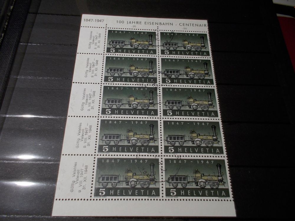 10erblock 1947, 5 Rp Marke 100 Jahre Eisenbahn o | Kaufen auf Ricardo