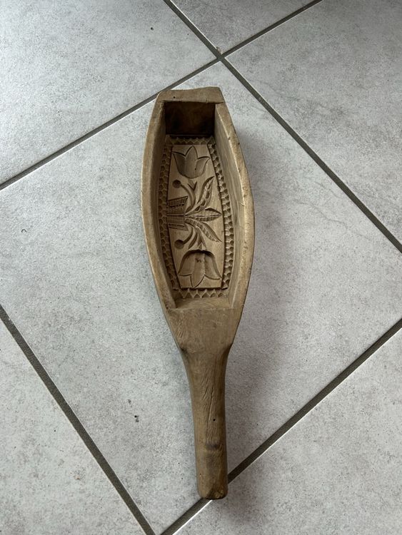 Antike Buttermodel Holzmodel Backform Tulpenmuster Handarbei (Gebraucht ...