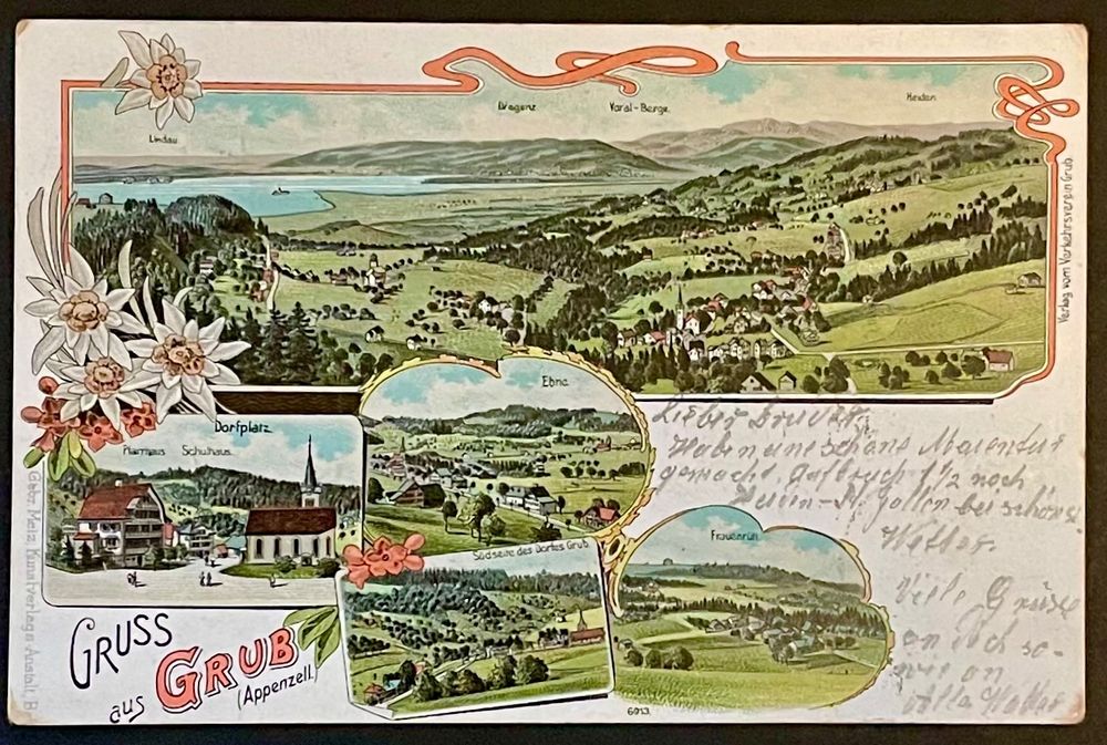 5-bildrige Litho-AK: Gruss aus Grub, AR, 1905 | Kaufen auf Ricardo