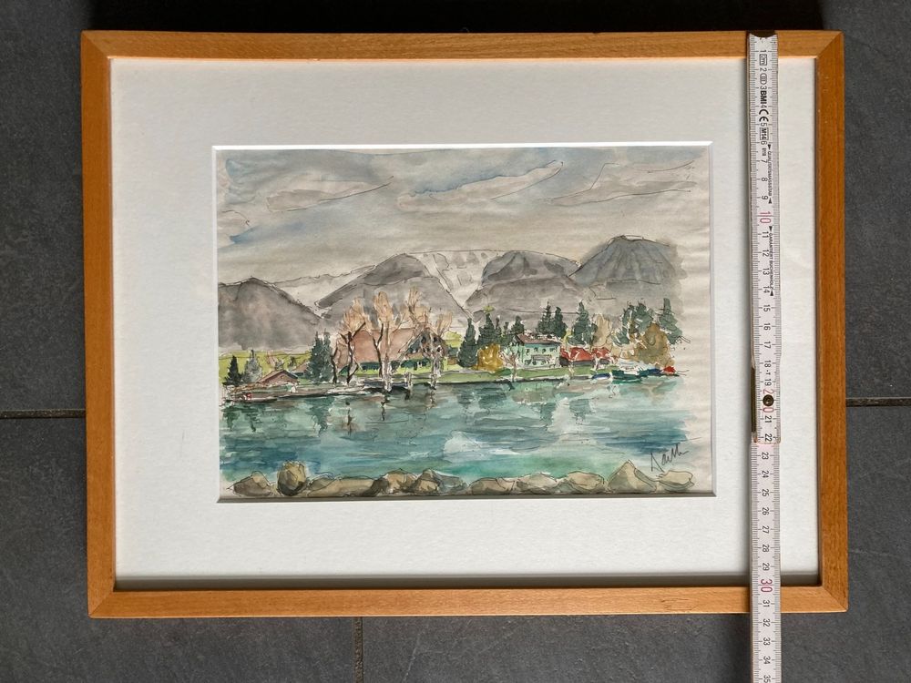 GEMÄLDE AQUARELL UNLESERLICH SIGNIERT Holzrahmen / Glas (Gebraucht) in Subingen für CHF 19.5 ...