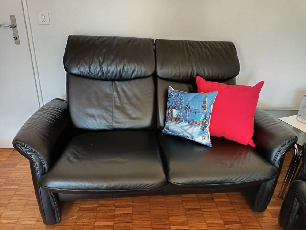 Sofa Echtleder 2er und 3er Sitz schwarz (Gebraucht) in Muri AG für CHF 251 – nur Abholung auf ...