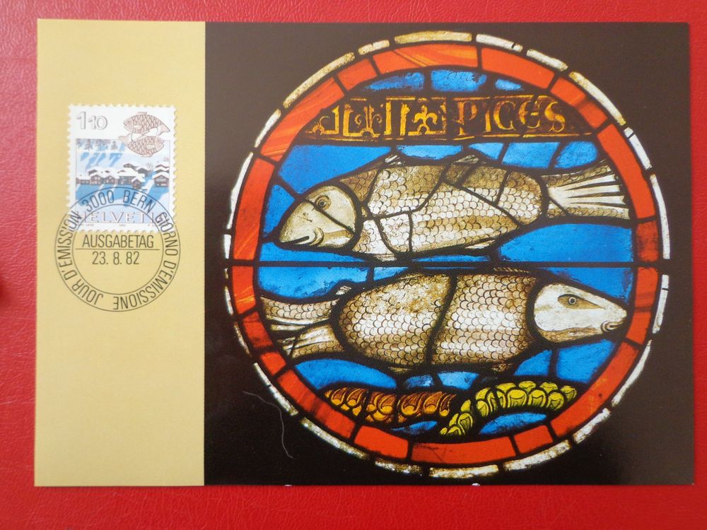 Maximumkarte MK 23.8.1982 Dauermarken TIERKREISZEICHEN Fisch (Neu (gemäss Beschreibung)) in Le ...