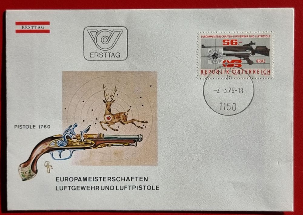 ÖSTERREICH EUROPAMEISTERSCHAFT LUFTGEWEHR -PISTOLE 1979 FDC (Neu (gemäss Beschreibung)) in für ...
