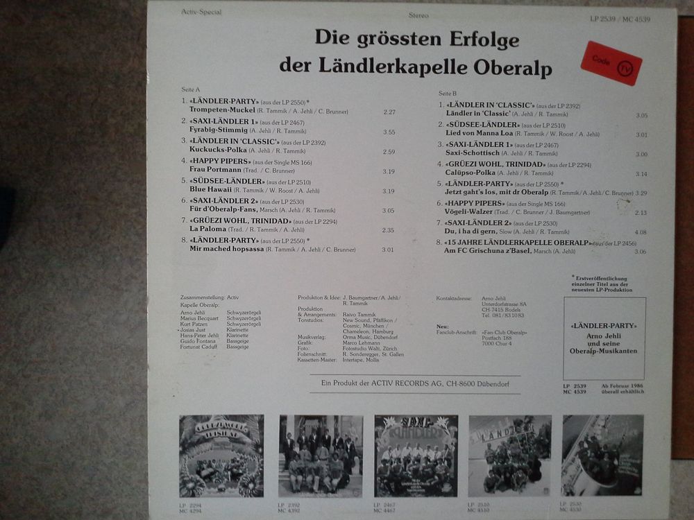 DIE GRÖSSTEN ERFOLGE DER KAPELLE OBERALP "SAXI-LÄNDLER " (Neu (gemäss ...