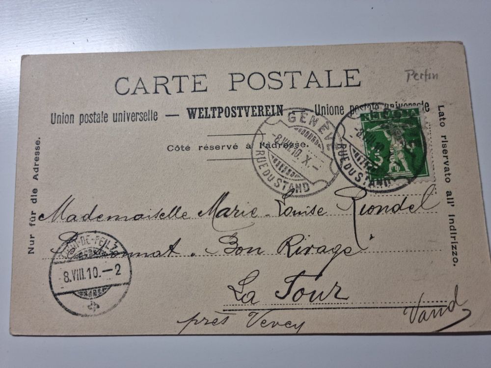 1910 Rasierklingenstempel Rue du Stand mit Perfin auf AK | Kaufen auf ...