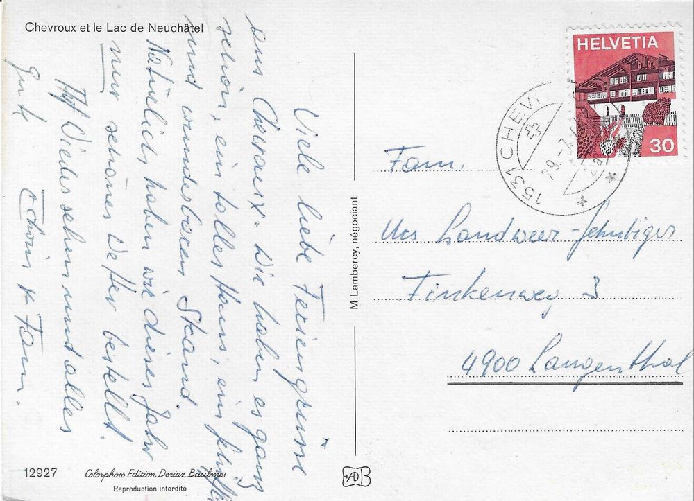 Chevroux et le Lac de Neuchâtel NE (Gebraucht) in Rothrist für CHF 0.6 ...