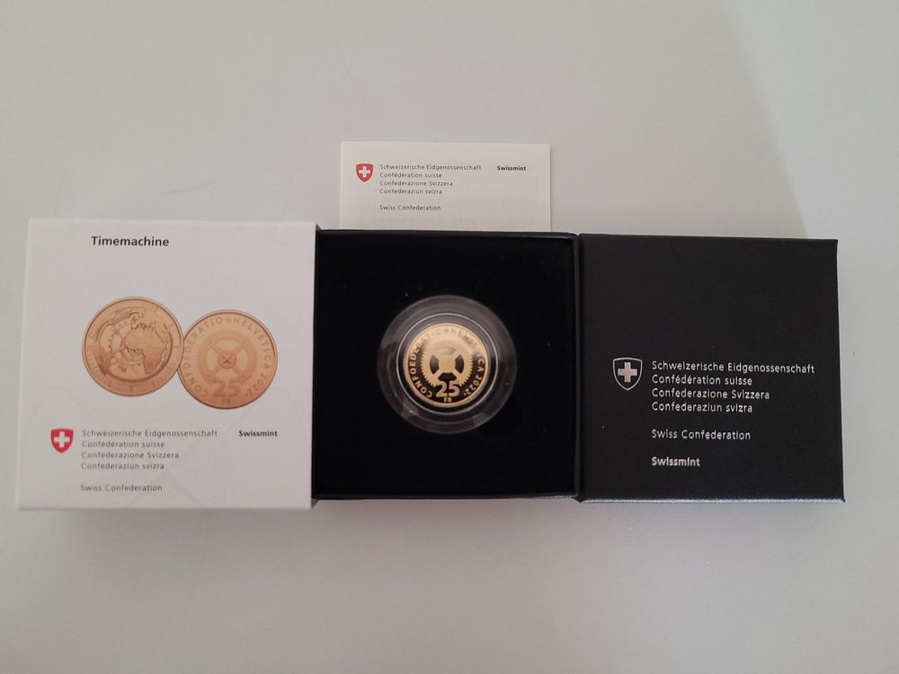 Swissmint Timemachine 25 Franken Goldmünze (Neu und originalverpackt ...