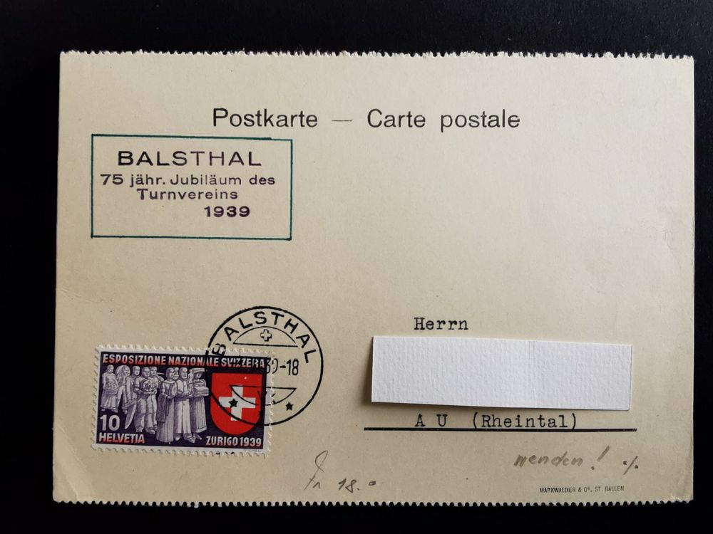 Balsthal Sonderstempel Plattenfehler Landesausstellung (Gebraucht) in Rheineck für CHF 6 – mit ...