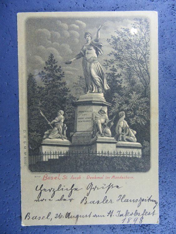 BASEL 1898 ST.JAKOBSDENKMAL IM MONDSCHEIN GEL.N. KERNS ONW | Kaufen auf Ricardo