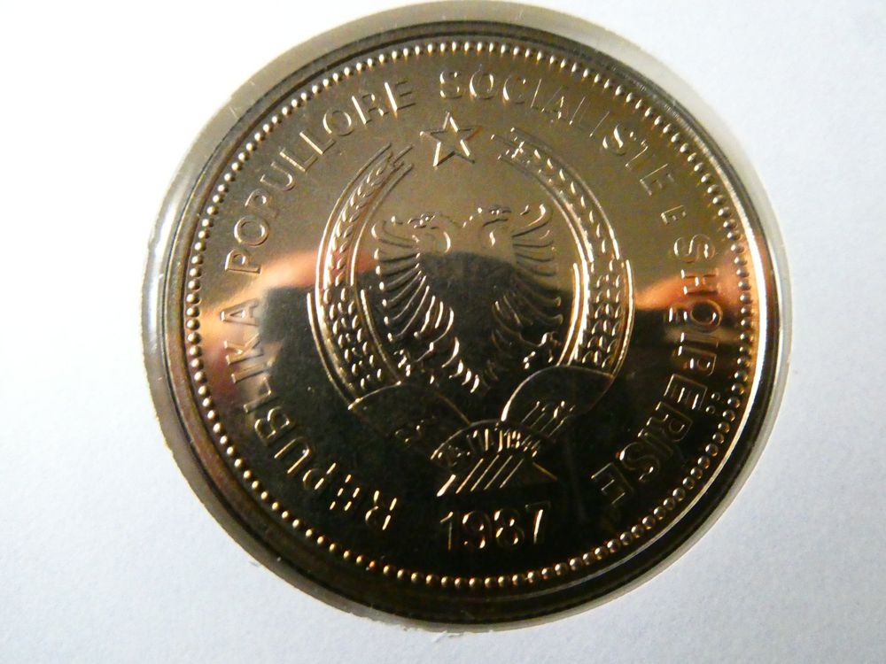 Albanien 1987, 5 Leke Sondermünze unzirkuliert - Münzbrief (Neu (gemäss Beschreibung)) in ...