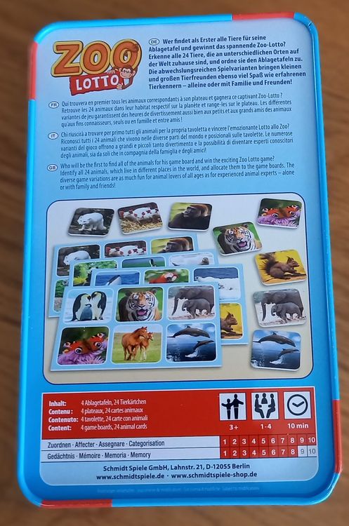 *ZOO - LOTTO* IN BLECHDOSE; VOLLST. MIT ANLEITUNG/11 X 18CM | Kaufen ...