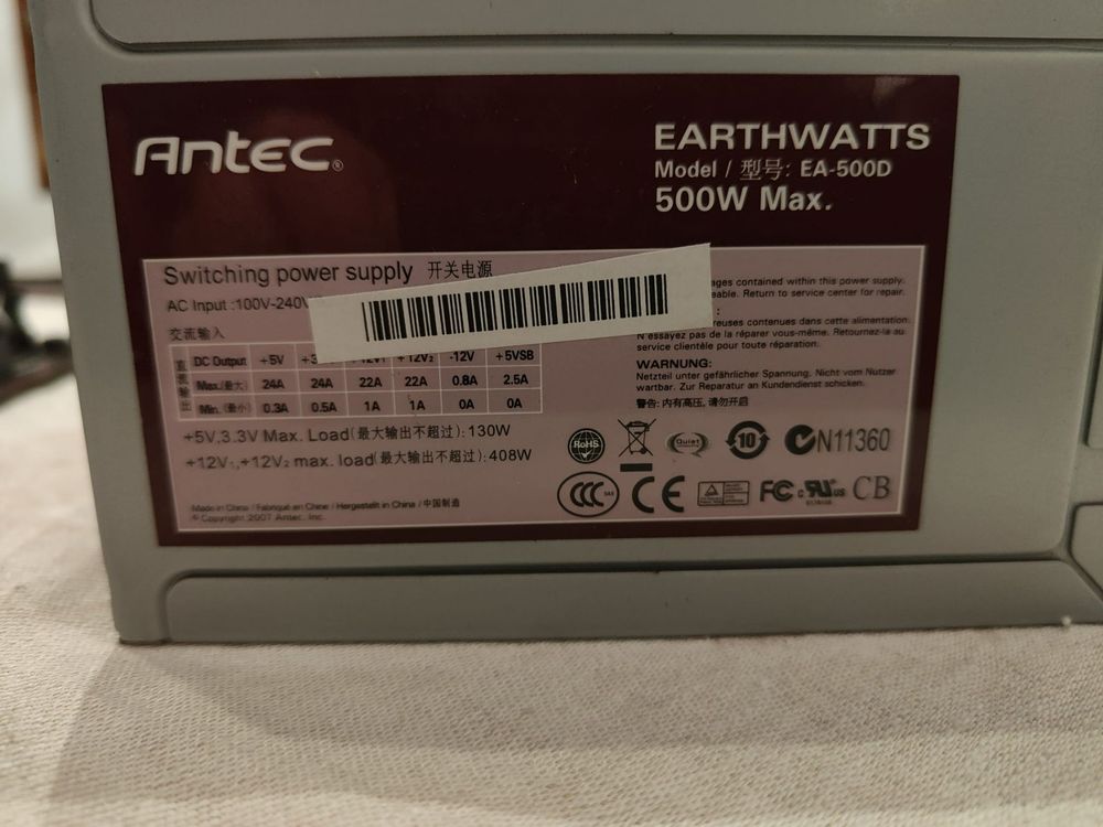 🔌 Bloc d’alimentation Antec EarthWatts EA-500D – 500W (Gebraucht) in ...