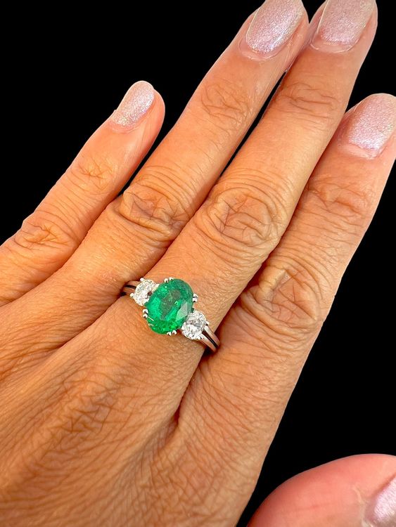 Smaragd 1.54ct Ring mit Diamanten 18k Wg CB Gr 54 *S540 | Kaufen auf Ricardo