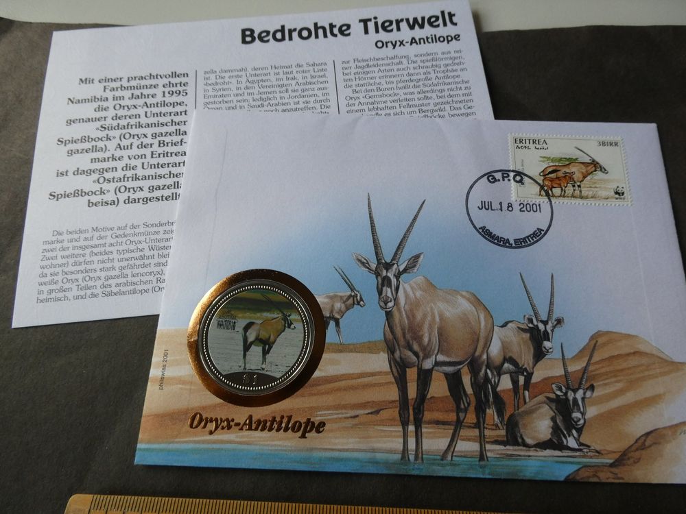 Namibia 1995 1 Dollar unzirkuliert Münzbrief Oryx-Antalope | Kaufen auf Ricardo