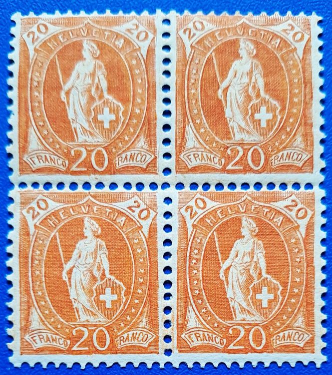 Stehende Helvetia 20Rp.Kat.86A*/** 4er Block alle mit Ret.13 | Kaufen auf Ricardo
