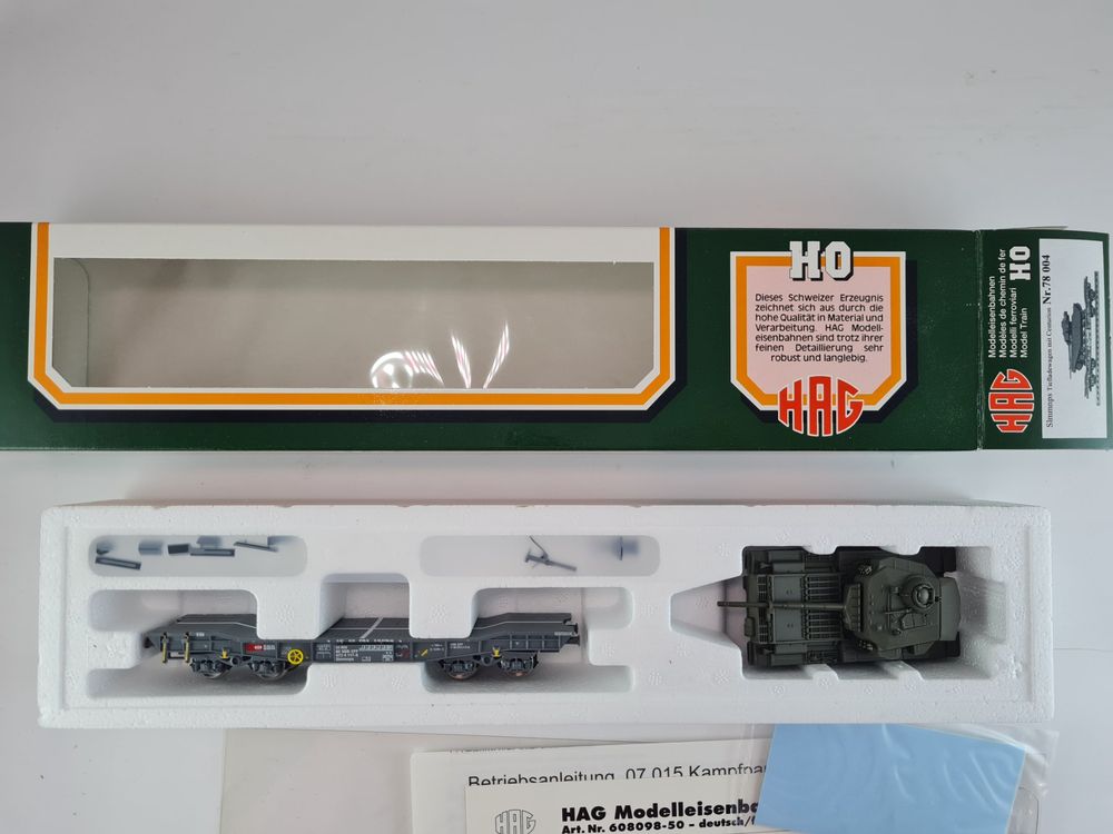 HAG 78004 Slmmnps Tiefladewagen mit Centurion (2) H0 1:87 (Neu (gemäss Beschreibung)) in ...