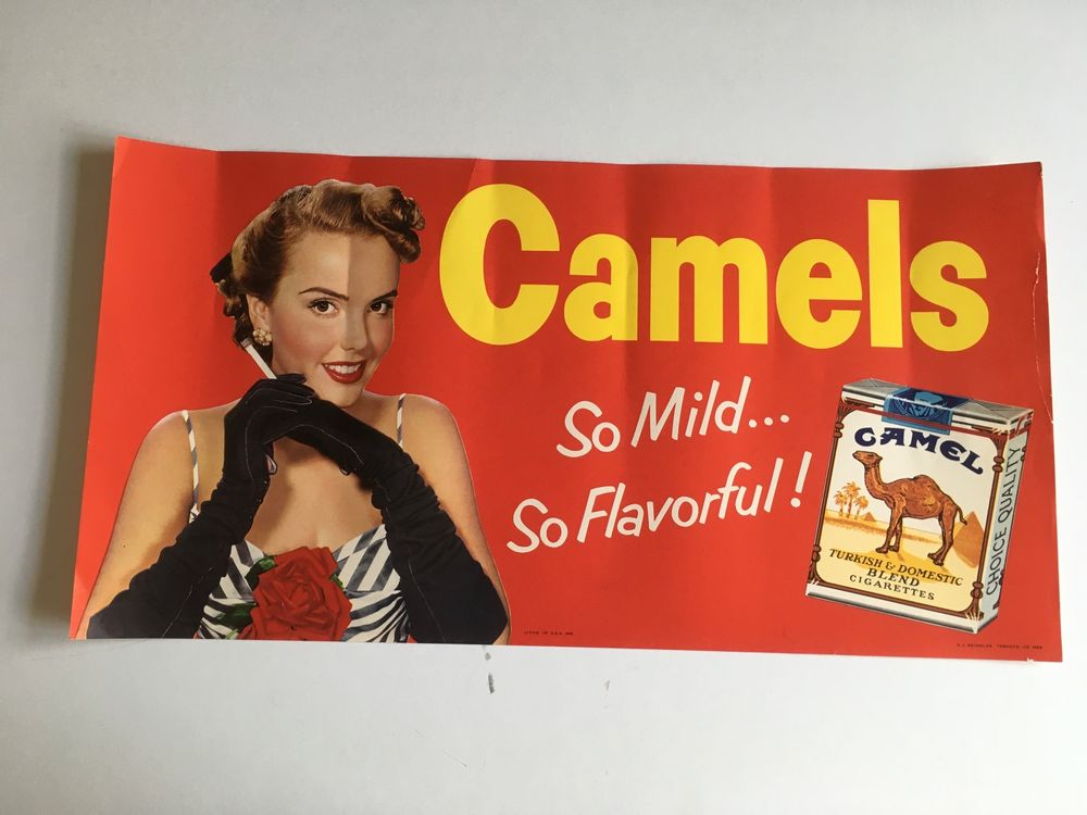 🟡 ORIGINAL 50er Jahre CAMEL Werbung Plakat 1952 🎄 (Gebraucht) in ...