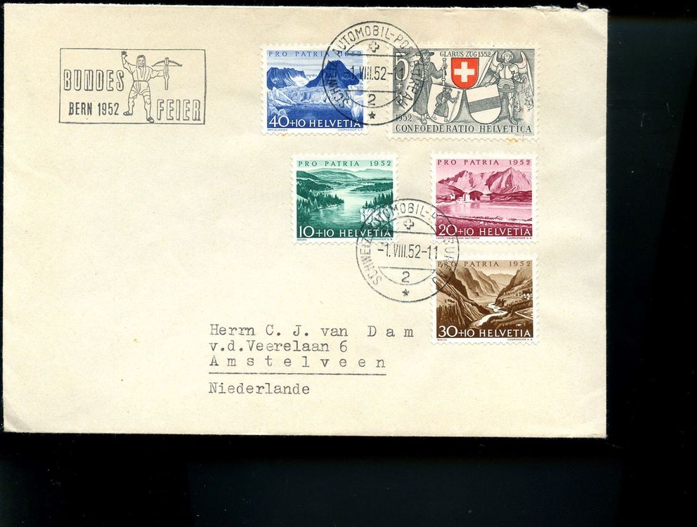 PRO PATRIA 1952 KOMPLETTE SATZ AUF BRIEF (Gebraucht) in Oud-Turnhout für CHF 10 – mit Lieferung ...