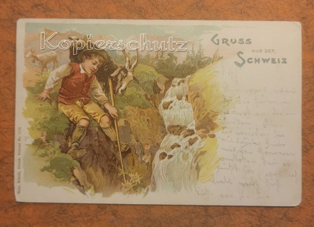 Antike AK "Gruss aus Schweiz" Junge Ziege Litho 1899 (Gebraucht) in St Gallen für CHF 8 – mit ...