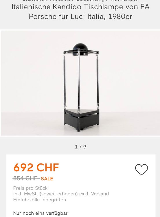 Kandido Tischlampe von F.A Porsche für Luci Italia 1980er (Neu (gemäss ...