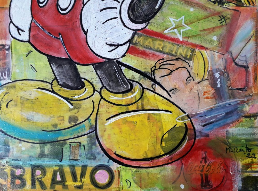 Gemälde Pop Art Mickey Mouse Original/Unikat auf Leinwand (Neuf avec emballage d'origine) à ...