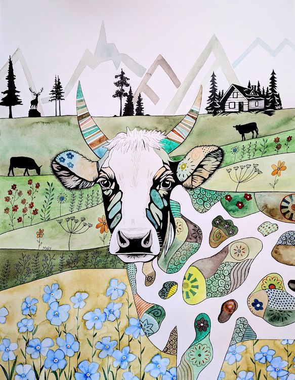 Original Aquarell "die moderne Kuh ll" (Neu und originalverpackt) in Wittenbach für CHF 225 ...