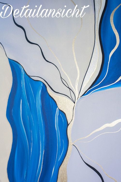 Acrylbild gold blau abstrakt Unikat Neu | Kaufen auf Ricardo