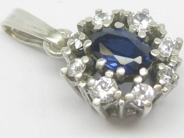 Vintage Anhänger Silber 835 Saphir Zirkonia | Kaufen auf Ricardo
