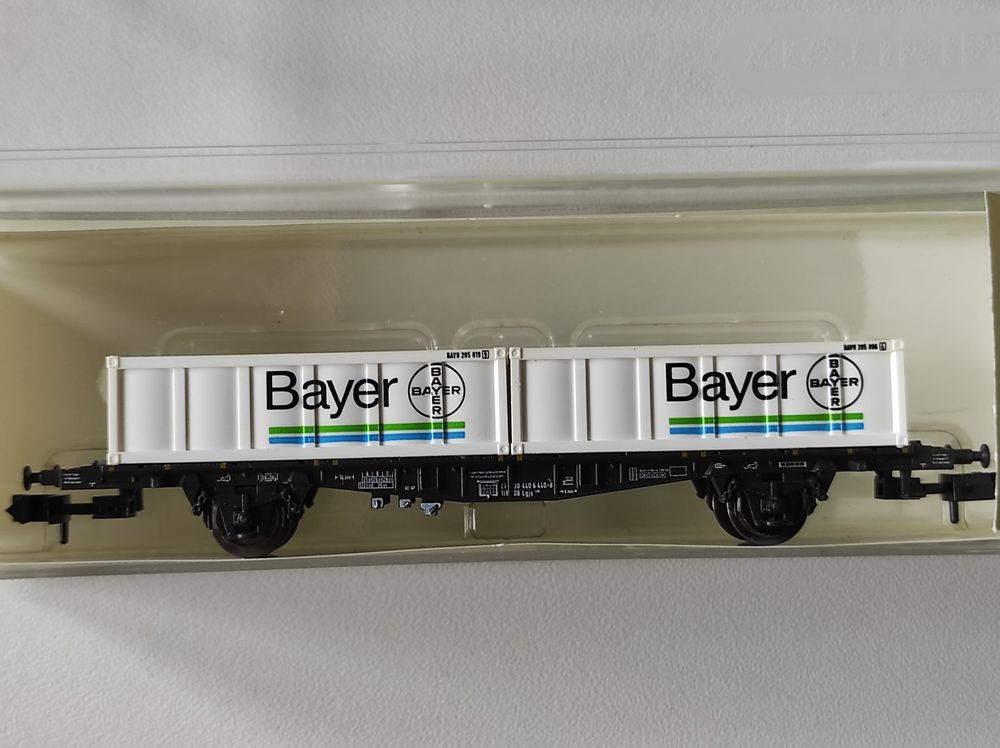Container-Tragwagen "Bayer" der DB von Minitrix N, Fabrikneu (Neu und ...