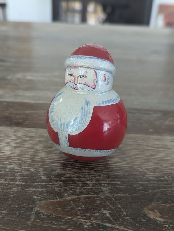 Vintage Roly Poly Tin Santa ringing inside. Alt Weihnachten (Gebraucht ...