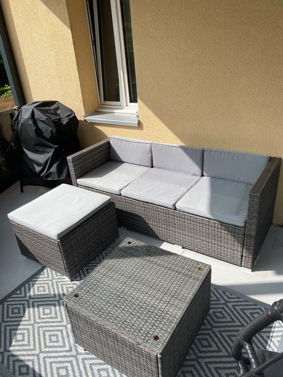 Garten / Balkon Lounge Rattan Grau | Kaufen auf Ricardo