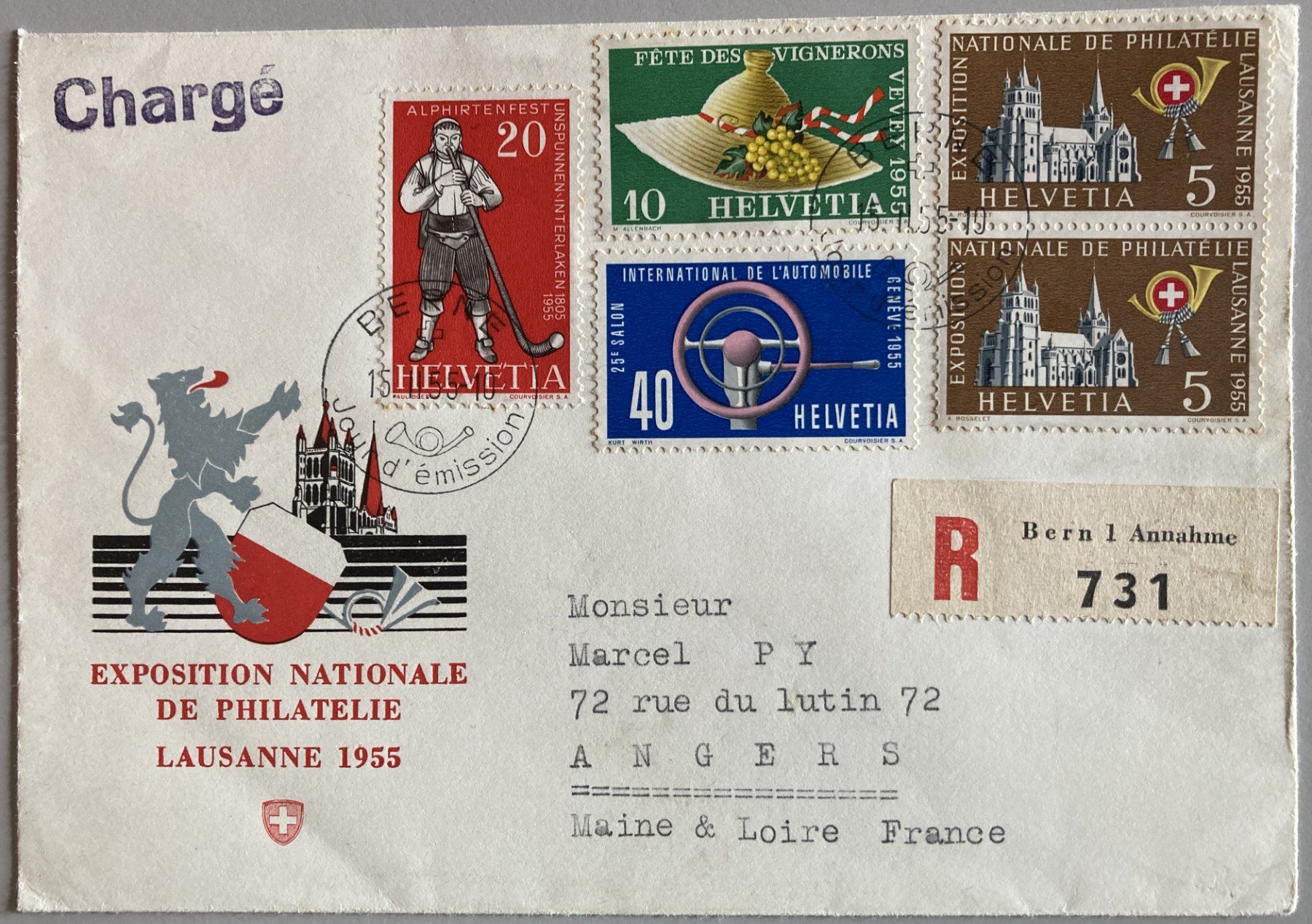 FDC Werbe 1955 illustriert ET BERNE, SBK 90 Fr. (Gebraucht) in Flawil für CHF 13.5 – mit ...