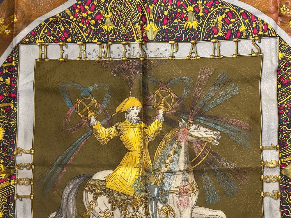 Écharpe HERMES "Feux d'Artifice" en cachemire et soie. 1987 (D'occasion ...