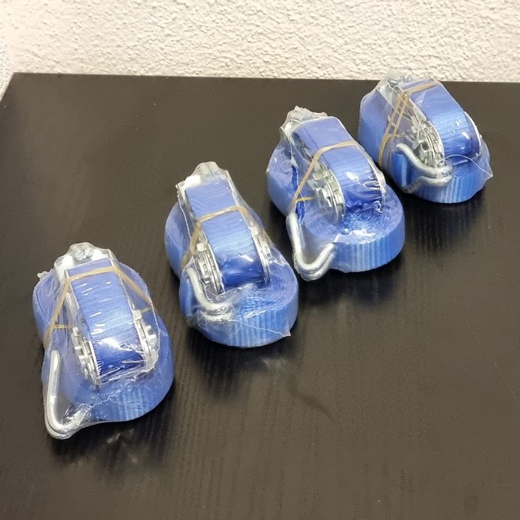 4 x Spannset - 6 Meter - 800kg - 25mm mit Ratsche und Ösen | Kaufen auf Ricardo