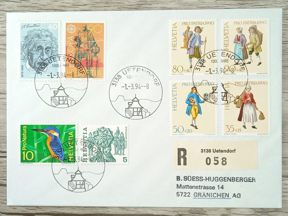 TR96 Enveloppe + Timbre Suisse 1994 (Gebraucht) in Cousset für CHF 0.85 – mit Lieferung auf ...