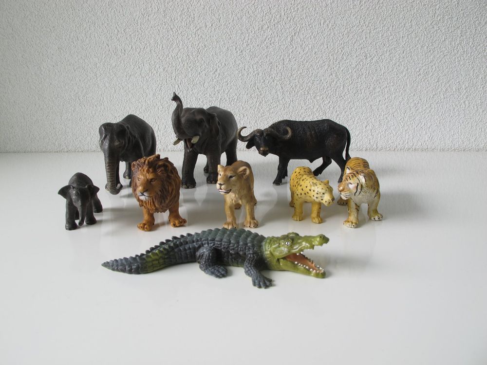 Schleich Wild Life Tiere, Löwe Büffel, Elefant - Set Nr. 11 (Gebraucht ...