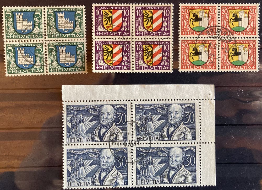 PJ 1930 Viererblock Serie gestempelt, SBK 130 Fr. (Neu (gemäss Beschreibung)) in Flawil für CHF ...