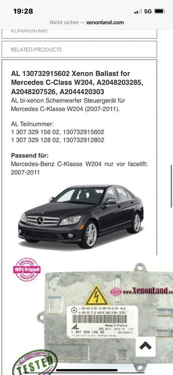 mercedes xenon c klasse w204 s204 steuergerät a2048203285 (Gebraucht ...