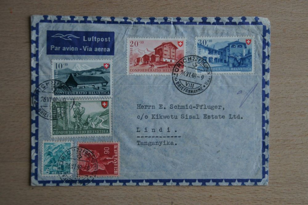 LP-Brief Schweiz nach Lindi, Tansania 1948 | Kaufen auf Ricardo